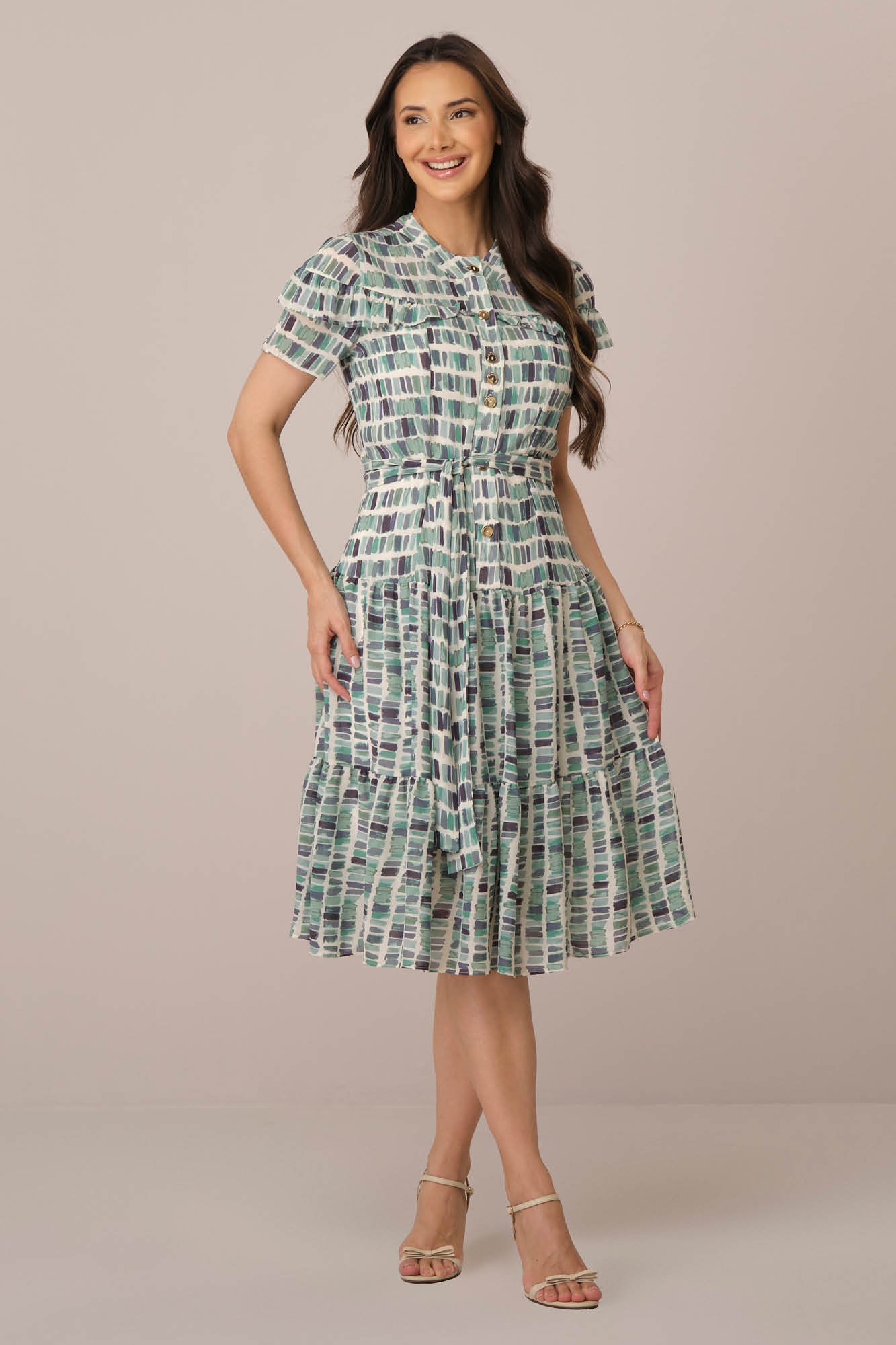 Compre Vestido Midi Estampado com Faixa Milena - Tata Martello